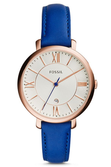 RUCNI SAT FOSSIL Jacqueline Blue Leather Watch ES3795