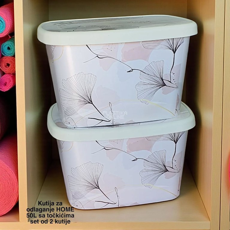 Kutija za odlaganje HOME 50L sa točkićima – set od 2