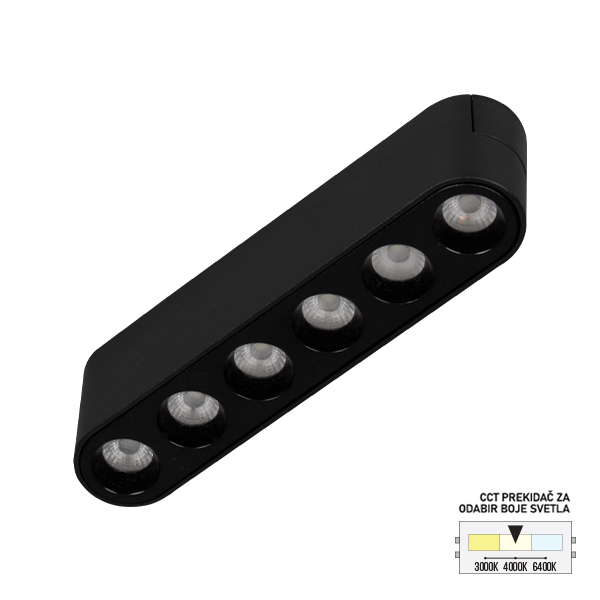 LED MAGNETNA SVETILJKA CCT ULTRA SLIM FMS2001-6 BK