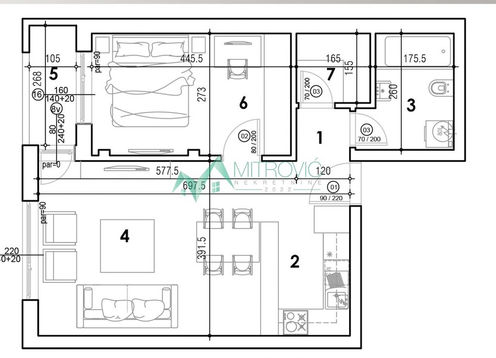 Novi Sad, Telep - Jednoiposoban stan 51 m2