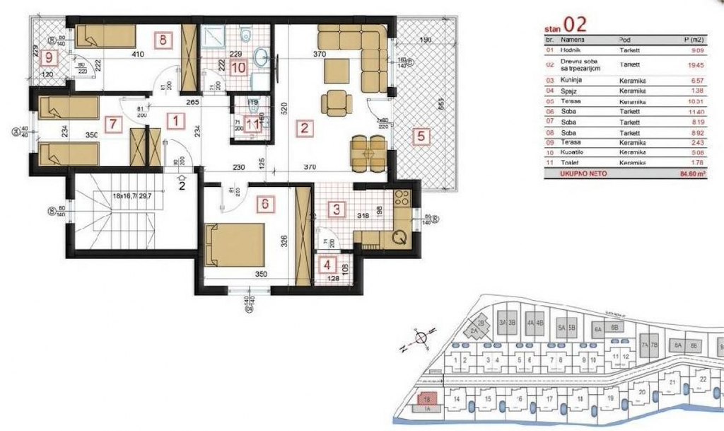 Novi Sad-ALIBEGOVAC- oglašavamo na prodaju nov, odmah useljiv, troiposoban stan od 84m2 na drugom sp