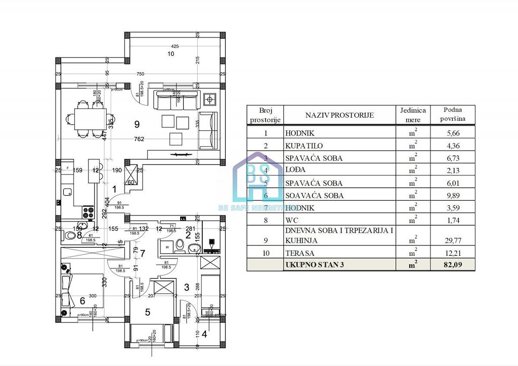 Troiposoban stan sa parking mestom i PDV