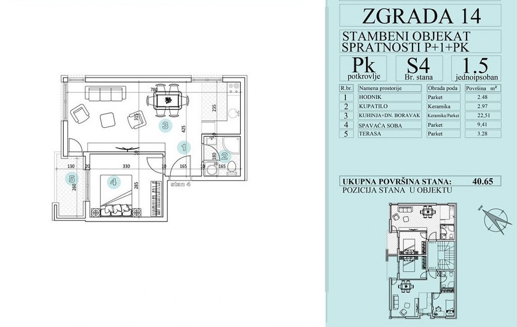 NOVI SAD - PETROVARADIN - 40. 65 m2