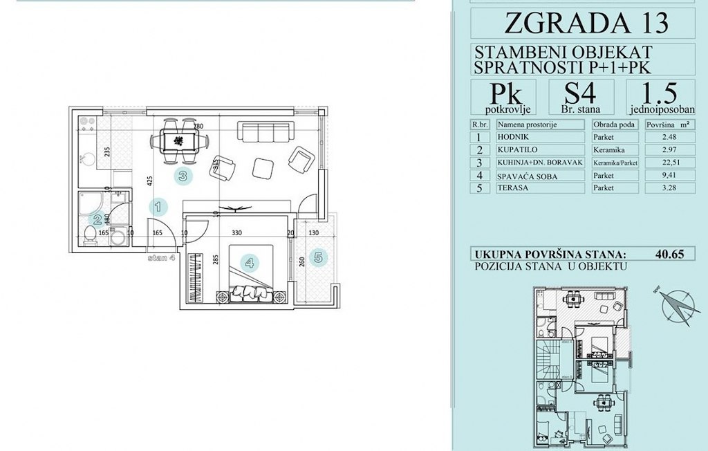 NOVI SAD - PETROVARADIN - 40. 65 m2