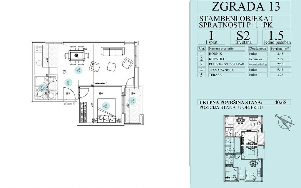 NOVI SAD - PETROVARADIN - 40. 65 m2