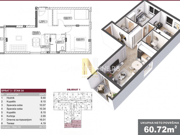 2.5 stan u izgradnji - blizina Limana V i Dunava