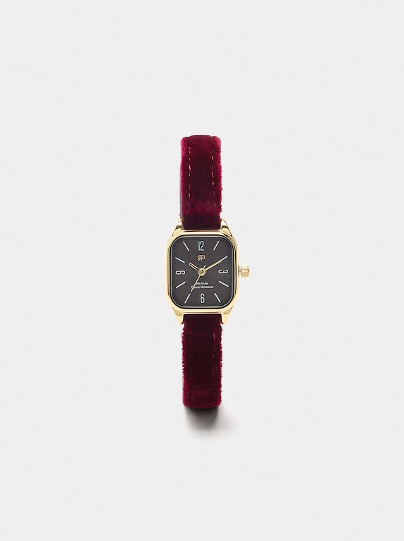 SQUARE WATCH WITH VELVET EFFECT BRACELET