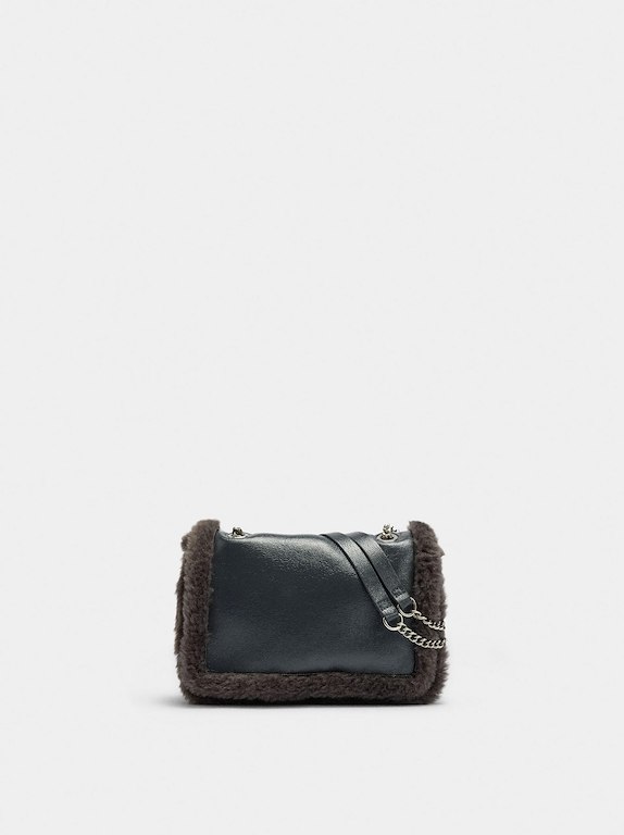 SHOULDER BAG WITH FUR EFFECT EDGES