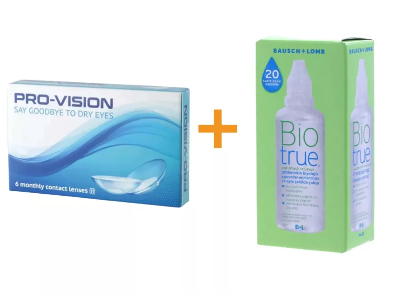 Pro-Vision (6 kom) - silikon hidrogel, mesečna kontaktna sočiva + Biotrue (60 ml)