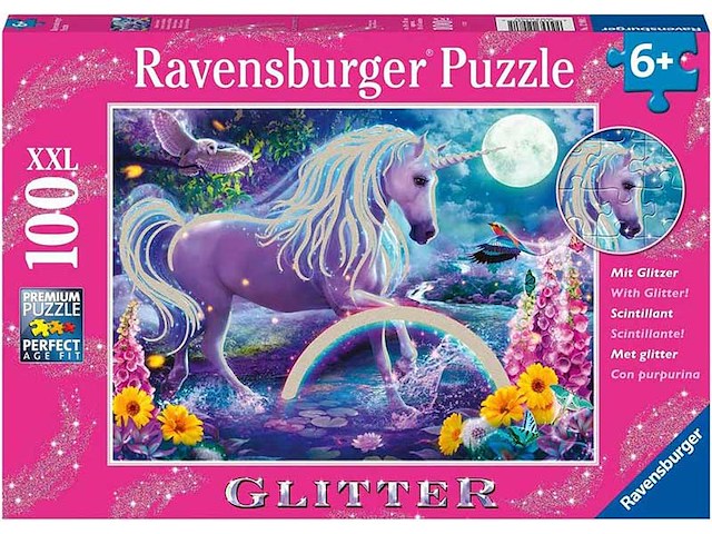 Glitter puzzle slagalice za decu 100XXL delova Svetlucavi jednorog Ravensburger 12980