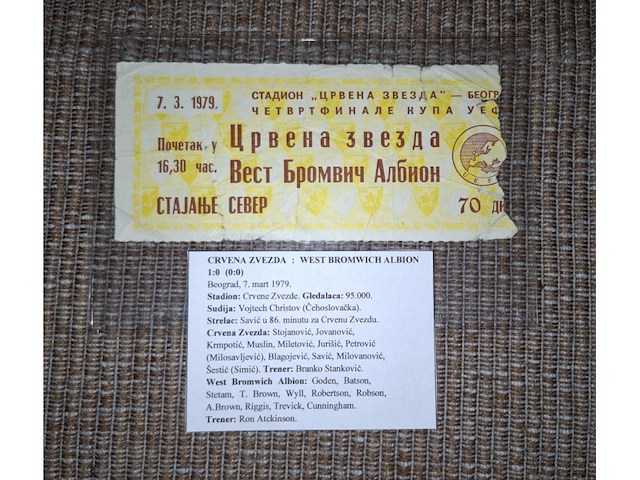 Crvena zvezda - Vest Bromvic Albion 07.03.1979.