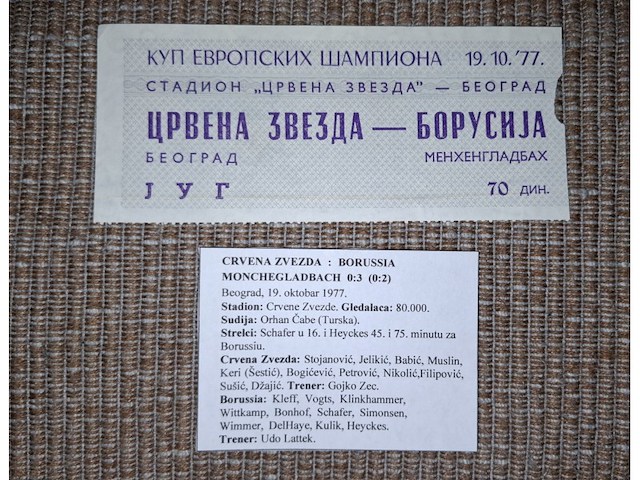 Crvena zvezda - Borusija Menhengladbah 19.10.1977.