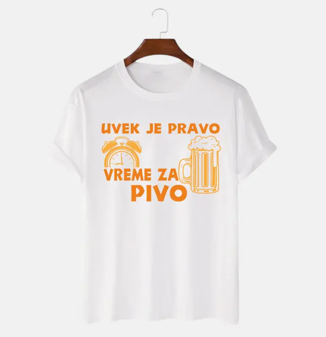 MAFIMI Majica Uvek je pravo vreme za pivo, Bela