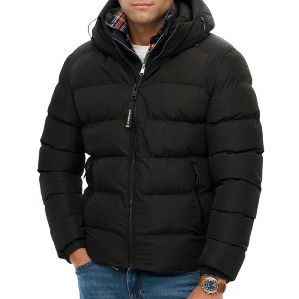 Superdry-Crna muška jakna HOODED SPORTS PUFFER