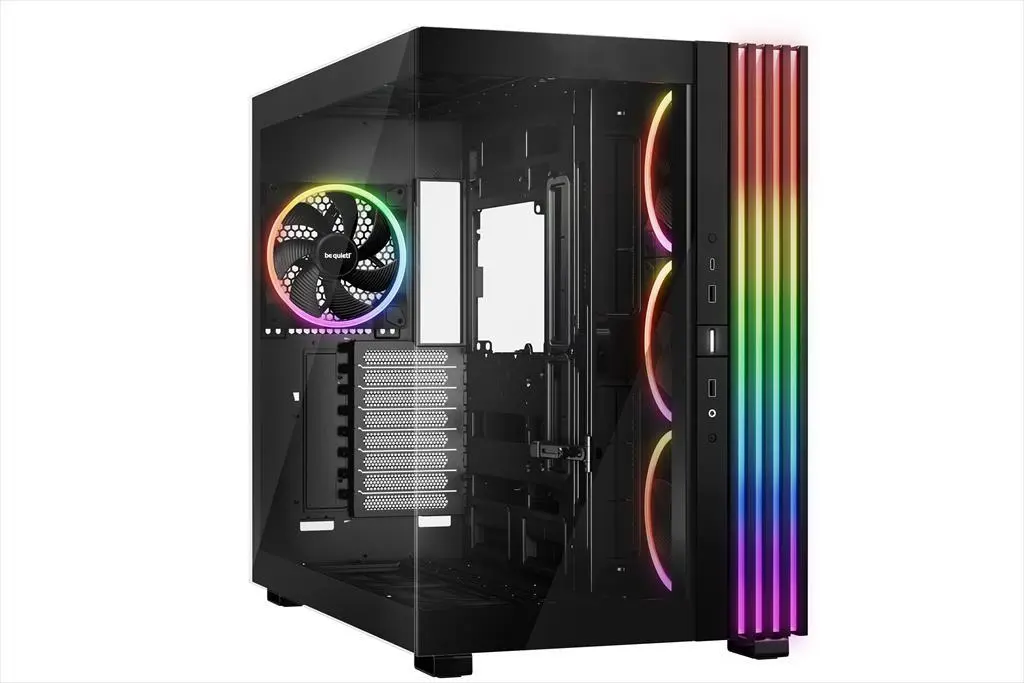 Tiho! ATX kućište srednjeg formata sa svetlosnom bazom 900 Fx, sa 2x kaljenim staklom, 4x svetlosna krilca 140 mm PWM, ARGB LED trakama i 2 haba