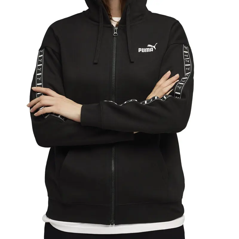 Puma Ženski duks Ess tape relaxed full-zip hoodie, Crni