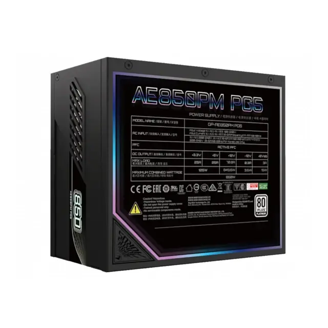 Gigabyte Napajanje Aorus Elite Gp-Ae850Pm Pg5 850W, Atx, 80+Platinum, Crno