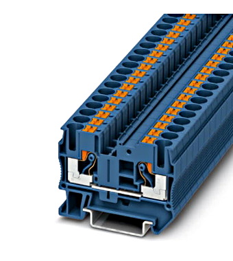 Feed-through terminal block PT 6 BU
Push-in connection, cross section: 0.5 mm² - 10 mm², AWG: 20 - 8, width: 8.2 mm, height: 42.2 mm, blue