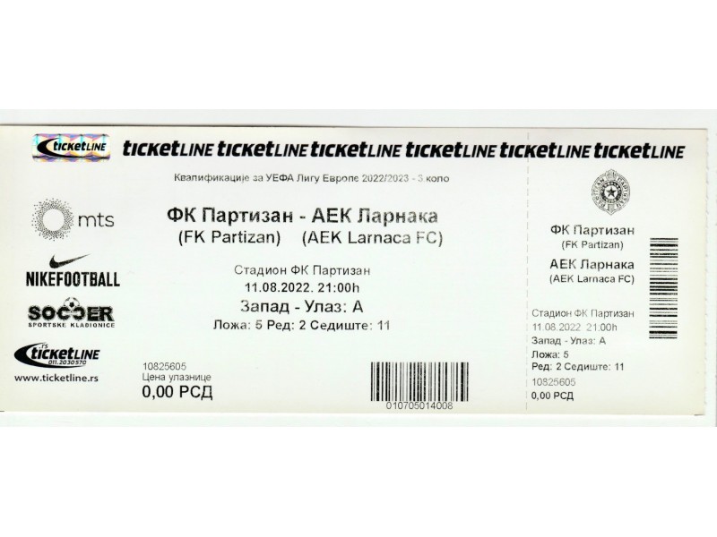 2022, PARTIZAN - AEK LARNAKA! Liga Evrope.