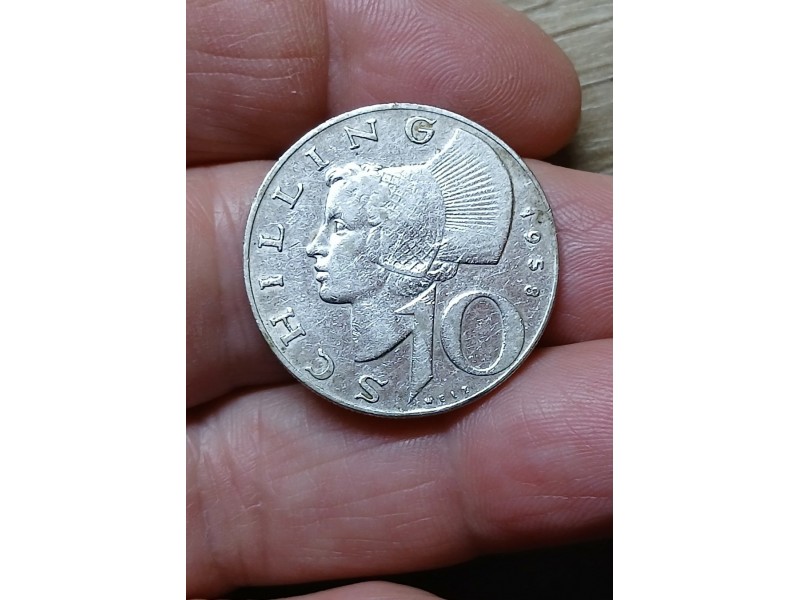 KO 4 - Austrija - 10 šilinga 1958 - srebro 7,5 g - VF -