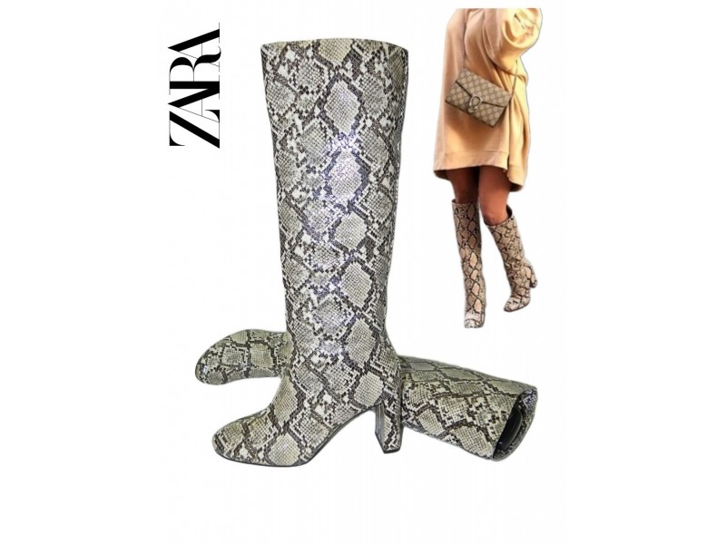 **ZARA**atraktivne duge čizme-zmijski print br.38