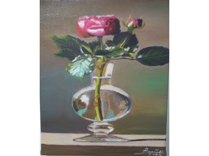 Slika ulje na platnu Ruza 25x30 bez rama