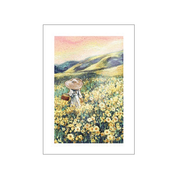 Čestitka - Women in Hat, Yellow Meadow