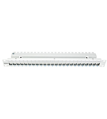 19" Patch panel 24xRJ45 (SFA,SFB), 1HU, prazan, sv.siv
Svetlosive boje RAL7035,visine 1HU