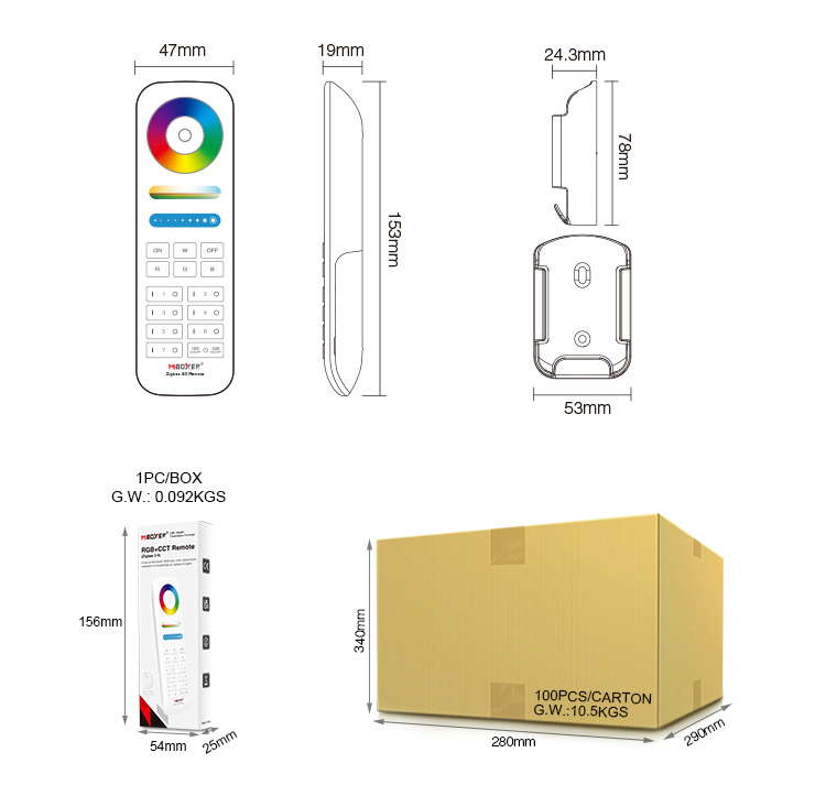 MI LIGHT DALJINSKI 8 ZONA FUT089B CRNI