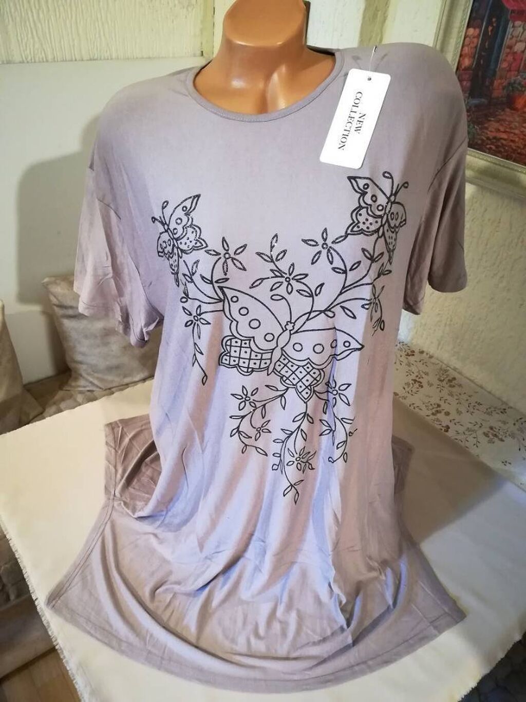 2XL, Viskoza, Cvetni, Jednobojni, bоја - Bež