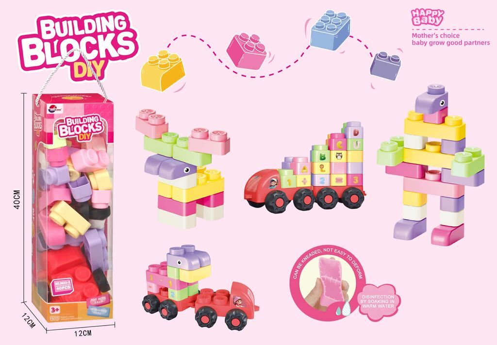 Dečiji set kockica “Building Blocks DIY” – 40 delova - Velike, šarene