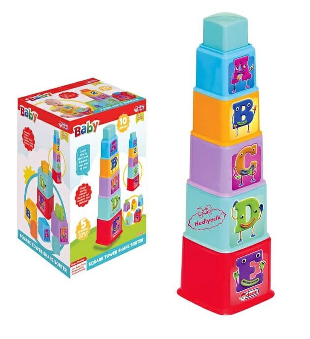 Kocke za slaganje – Square Tower Shape Sorter - Set kvadratnih
