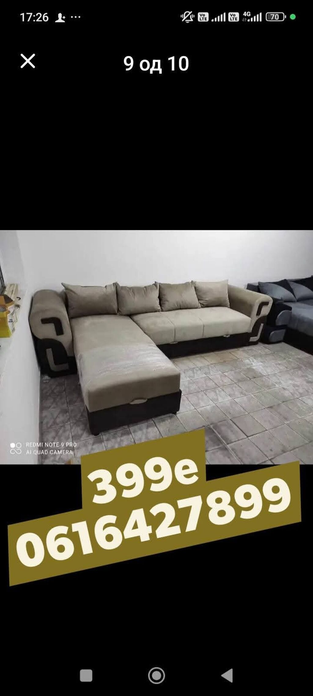 Ugaona garnitura sa ležajem i prostorom za odlaganje - Model: velika