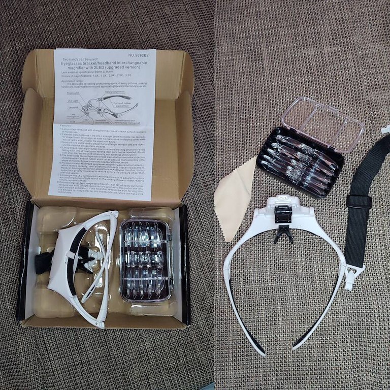 Nastavljive naočare/lupe sa zamenjivim sočivima i 2× LED svetlom