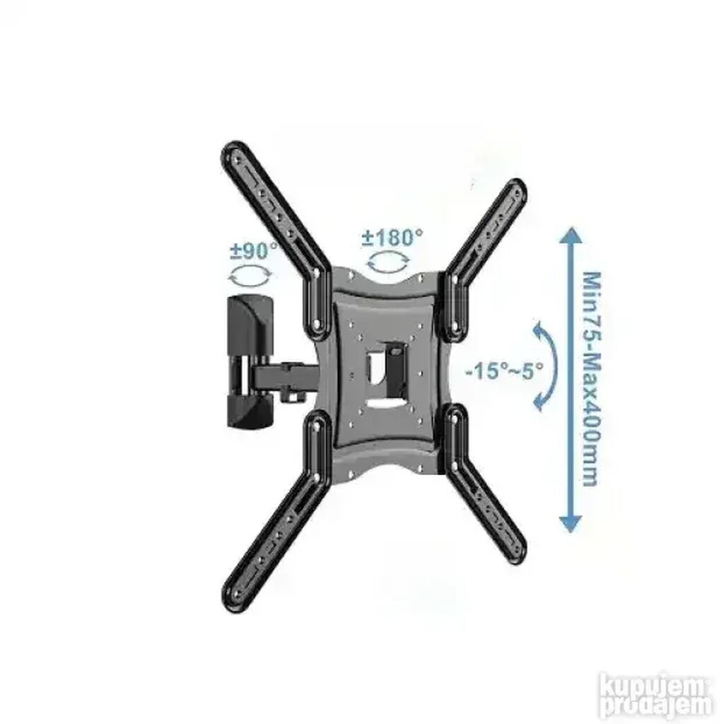 Opis Nosač za TV zglobniModel TVN-6602Nagib -15° -+5° Okretanje 180°
