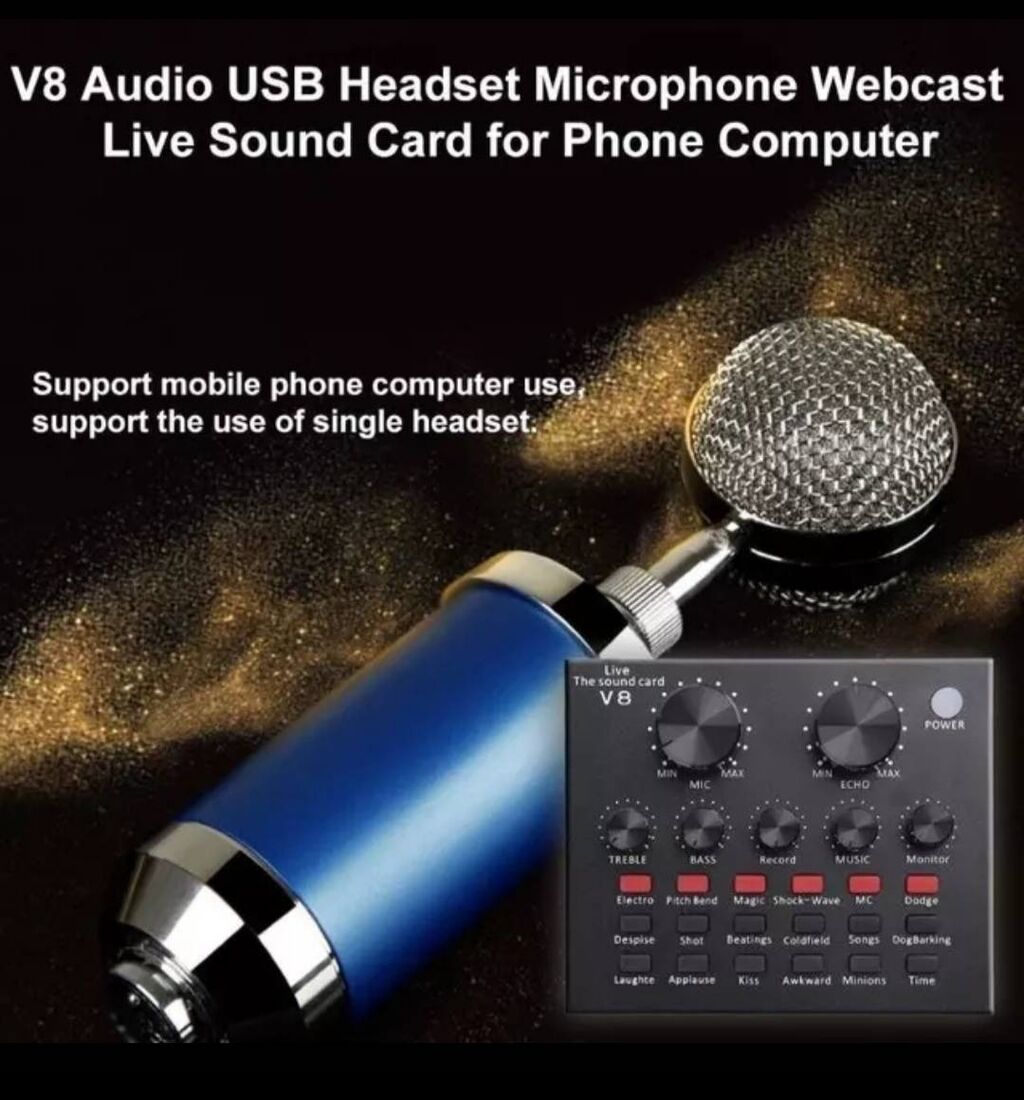 V8 Live Sound Card 12 vrsta elektronskih zvukova, 18 vrsta zvučnih