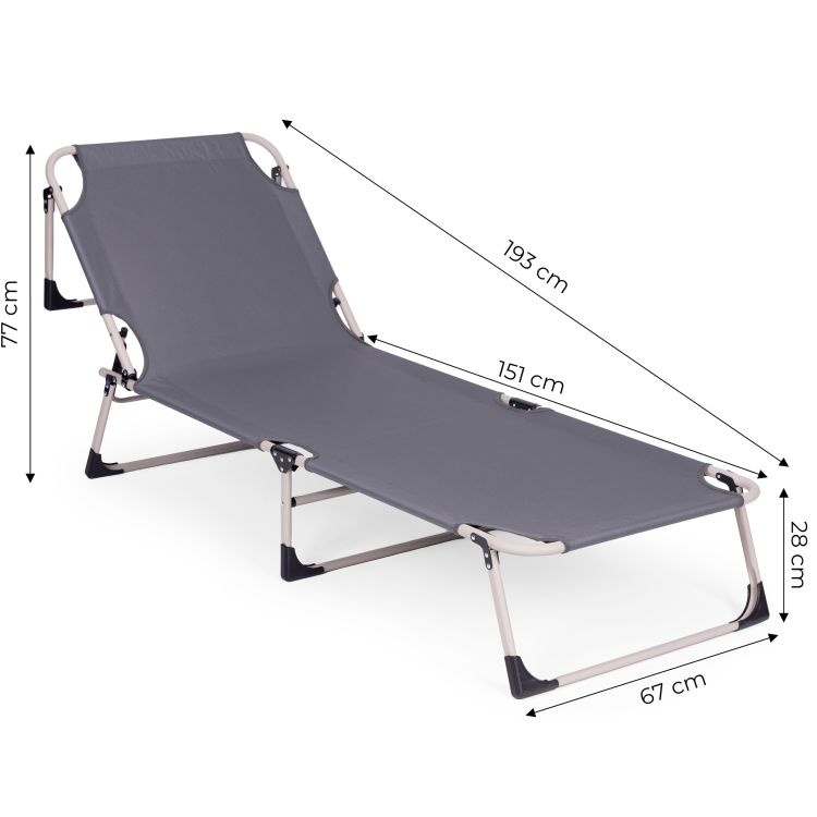 Sklopiva baštenska ležaljka za pecanje sa dušekom i jastukom, siva, MultiGarden