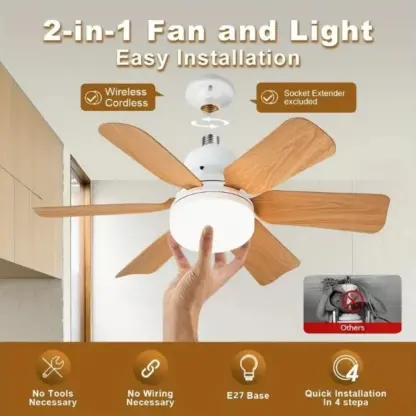 LightFlower™ drveni plafonski LED ventilator (E27 grlo)