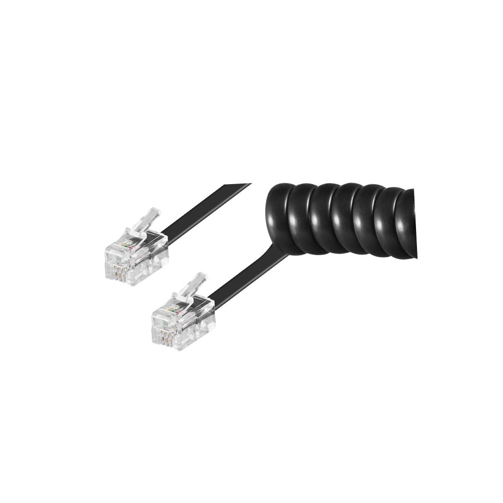 Telef.kabel spiralni 2m Crni RJ10 4P4C