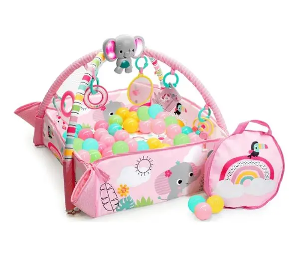 Kids II Podloga za igru 5u1 Rainbow Tropics, 0-36 meseci, Roze