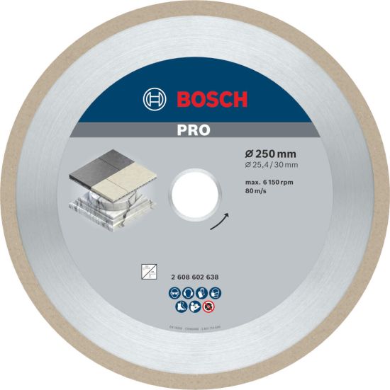 Bosch PRO Ceramic dijamantska rezna ploča 250x2.4x30/25.4 mm segmenti 10 mm (2608602638)