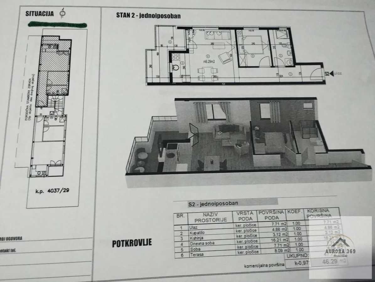 Prodaja, jednosoban stan, 46m2, Veternik, Novi Sad, Novi Sad
