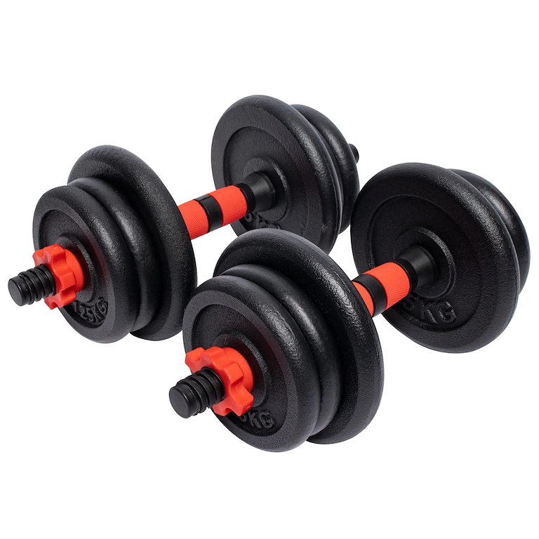 GORILLA SPORTS Set od 2 podesive bučice od livenog gvožđa 25 mm 20 kg