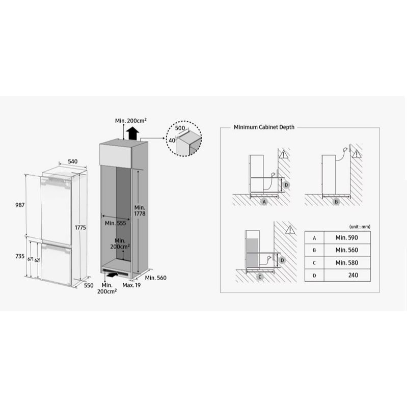 Samsung ugradni frižider BRB70F26CES0EO