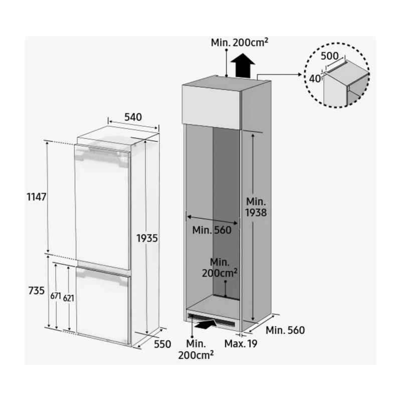Samsung ugradni frižider BRB70F30AES0EO