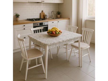HANAH HOME Produžni set trpezarijskih stolova i stolica (5 komada) Lidya White
