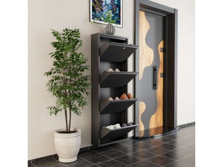 HANAH HOME Ormar za cipele Locking 4 Piece Metal Anthracite