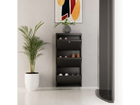 HANAH HOME Ormar za cipele Locking 3 Piece Metal Anthracite