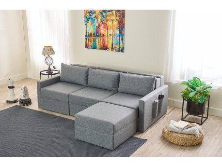 Atelier del Sofa Ugaona sofa-krevet Saros Grey