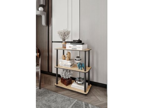 HANAH HOME Polica za knjige Bookcase 3 Tiers Rect Hrast